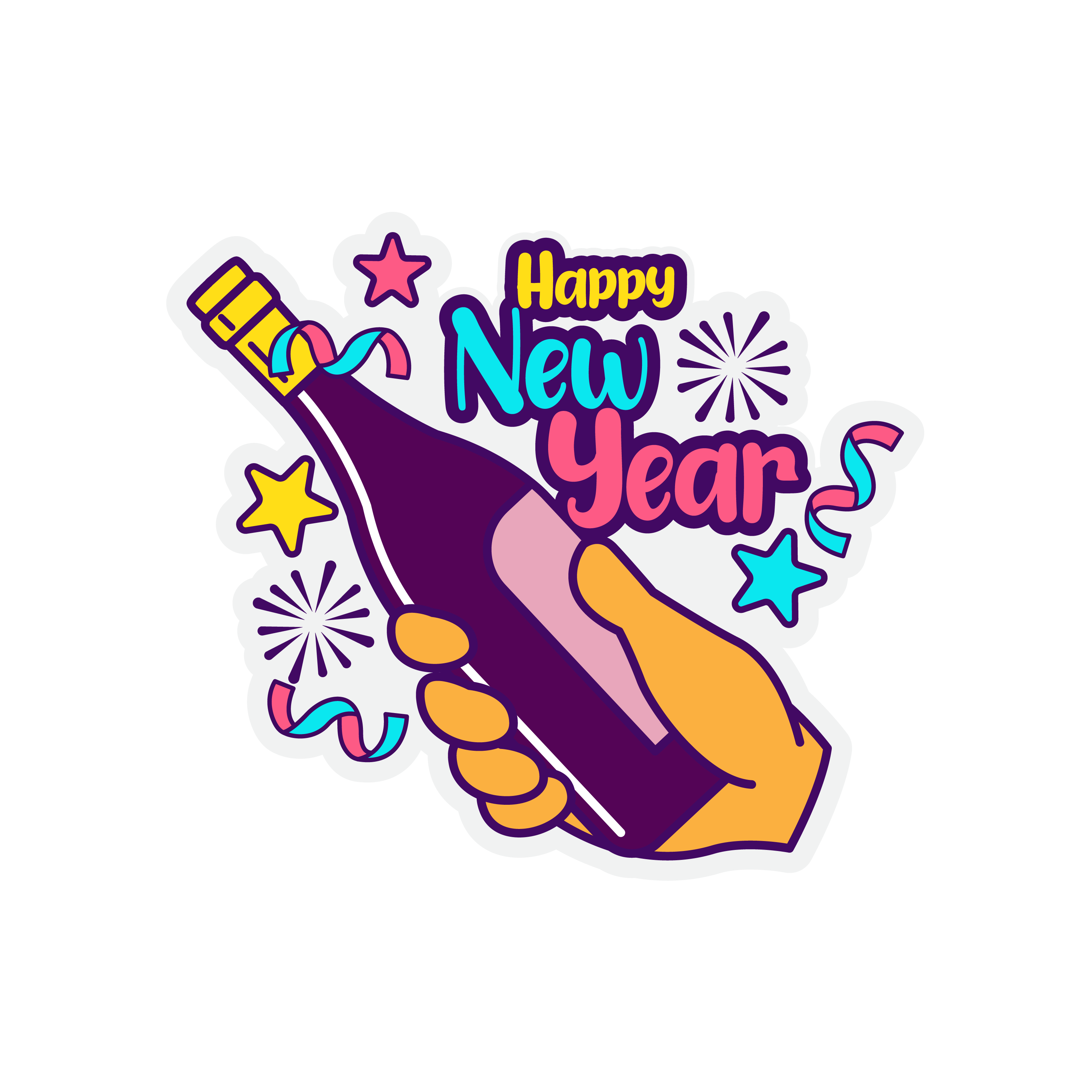 New Year Stickers - DrawHipo