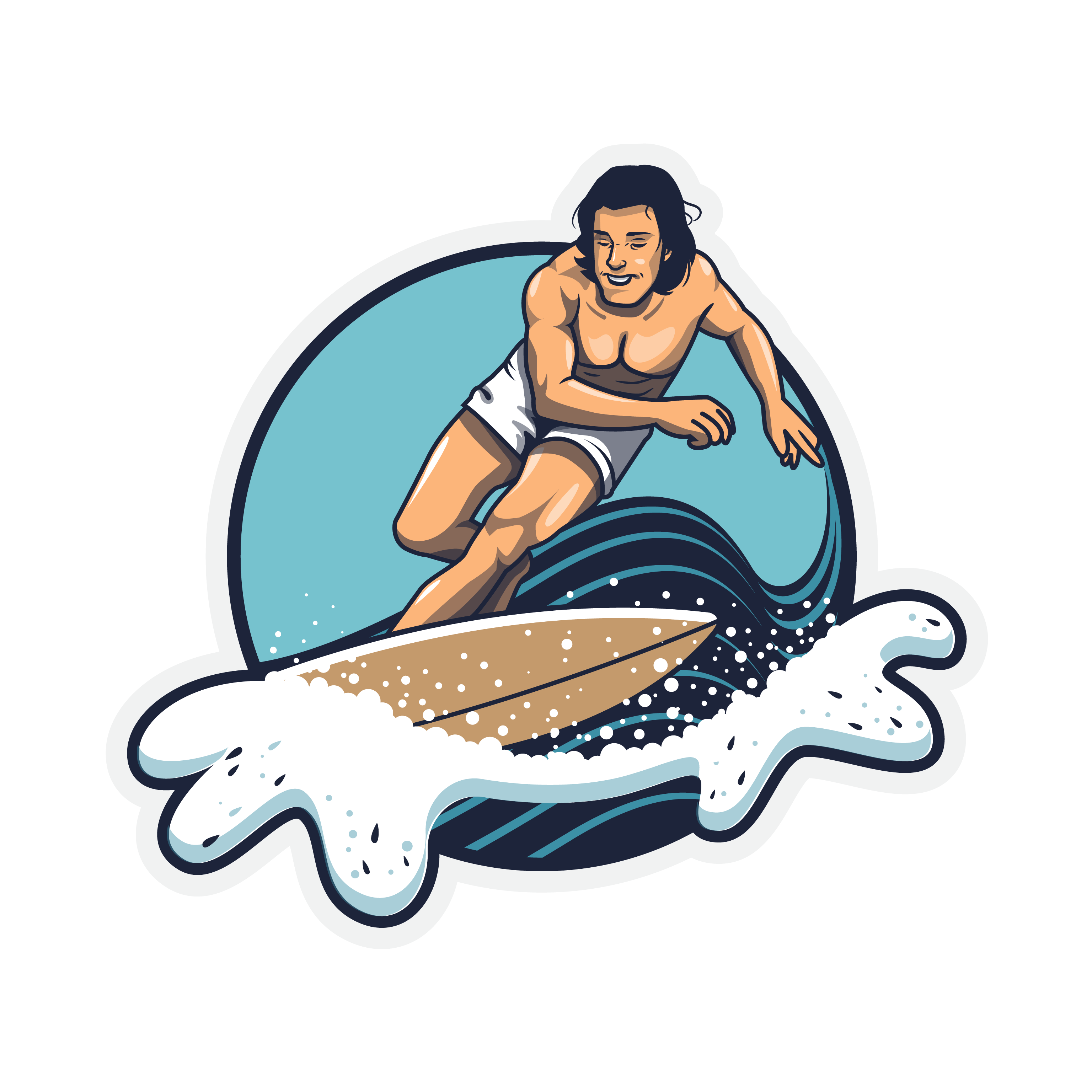 Surfing Stickers in SVG, PNG, AI - DrawHipo